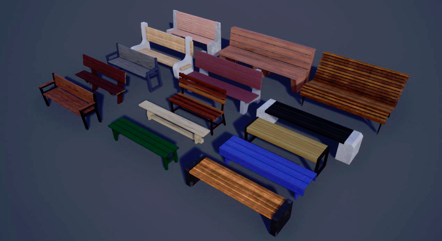 Bench pack vol.1 in Props - UE Marketplace