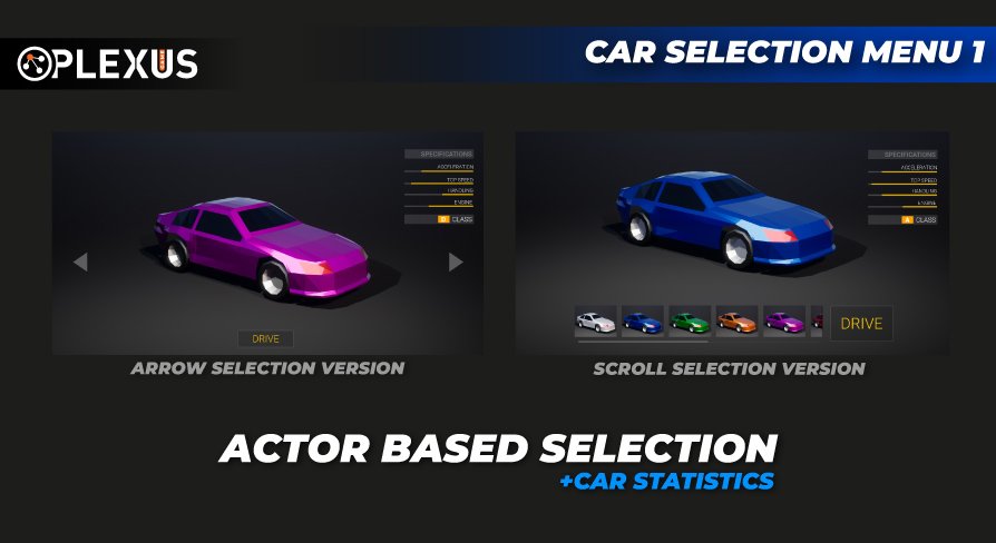 CAR SELECTION MENU 1 - ACTOR BASED in Blueprints - UE Marketplace