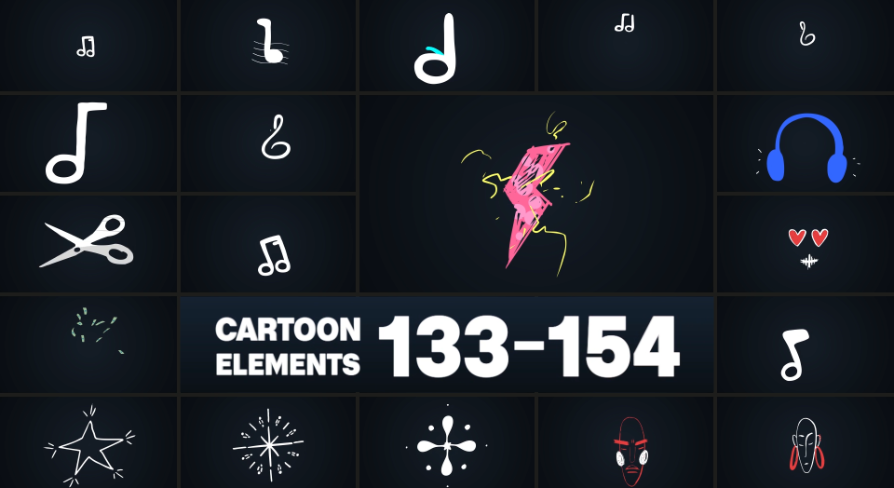 Cartoon Elements 133-154 in 2D Assets - UE Marketplace
