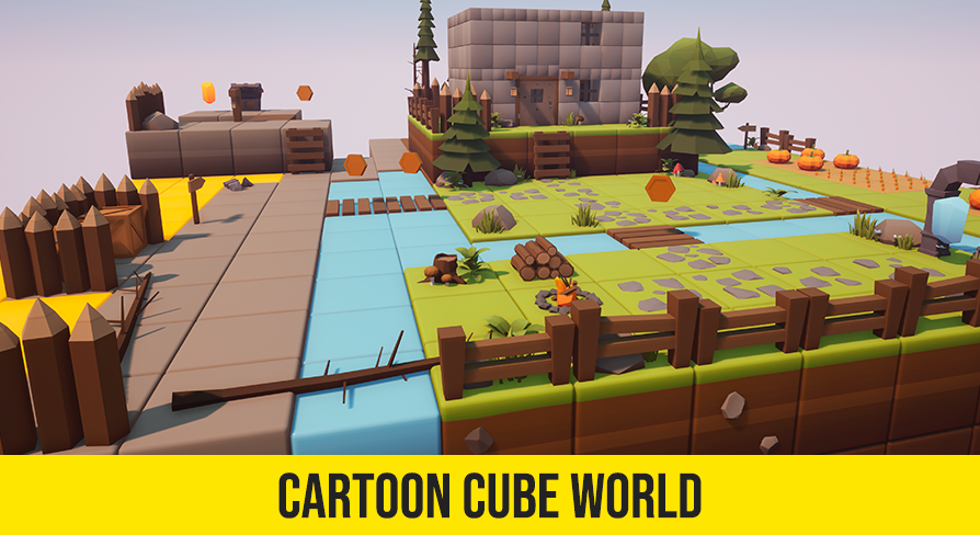 Catoon Low Poly Cube World：環境 - UE マーケットプレイス