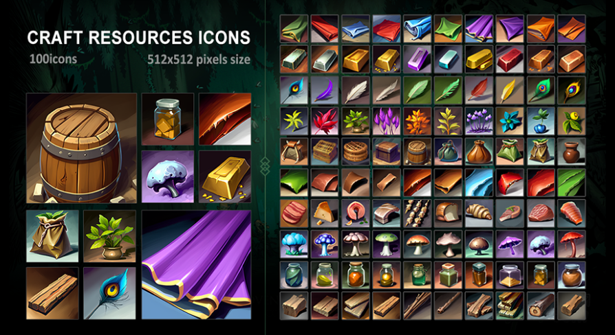 Craft Resources Icons in 2D Assets - UE Marketplace