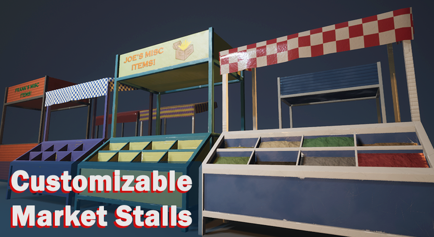 Customizable Market Stalls in Props - UE Marketplace