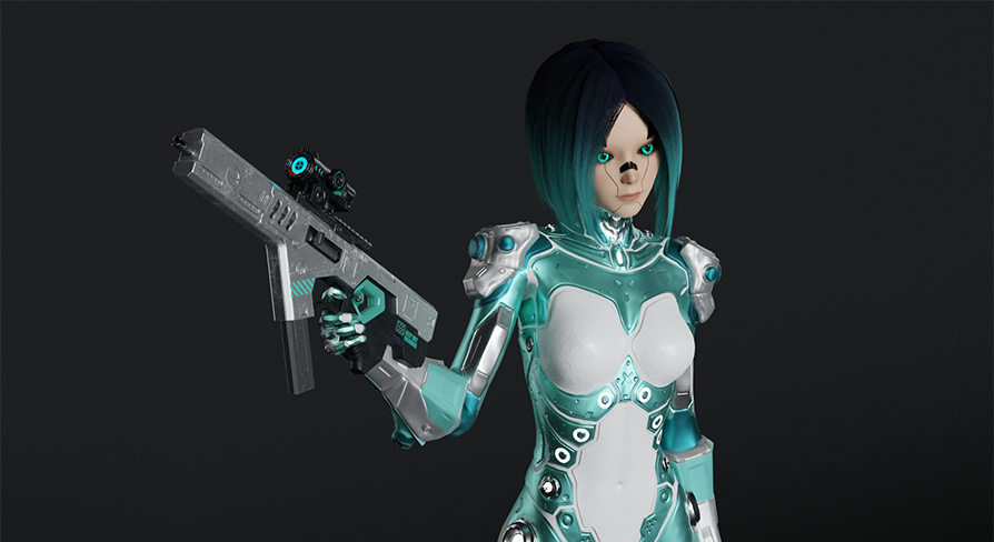 Cyber Girl Game Ready Model in Characters - UE Marketplace