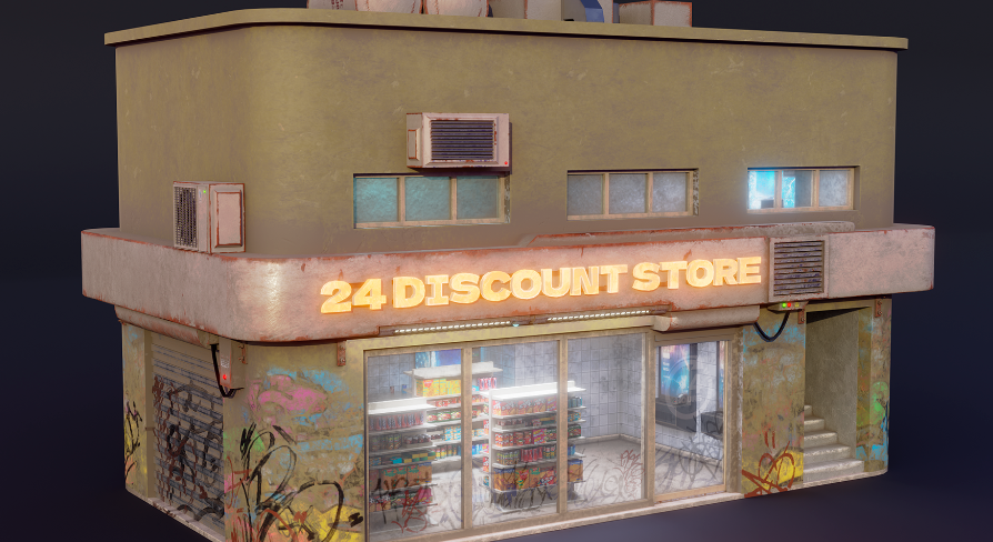 Cyberpunk Store Building in Props - UE Marketplace