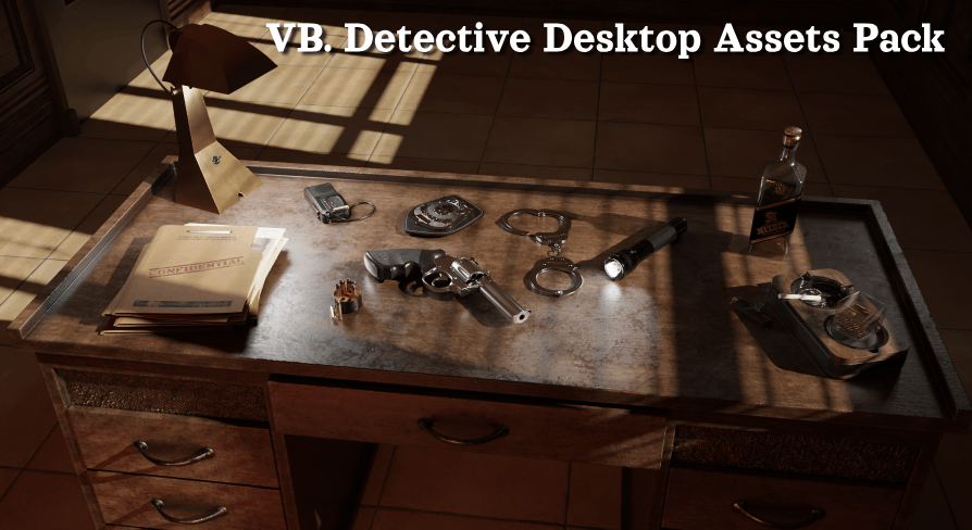 Detective Desktop Assets Pack in Props - UE Marketplace