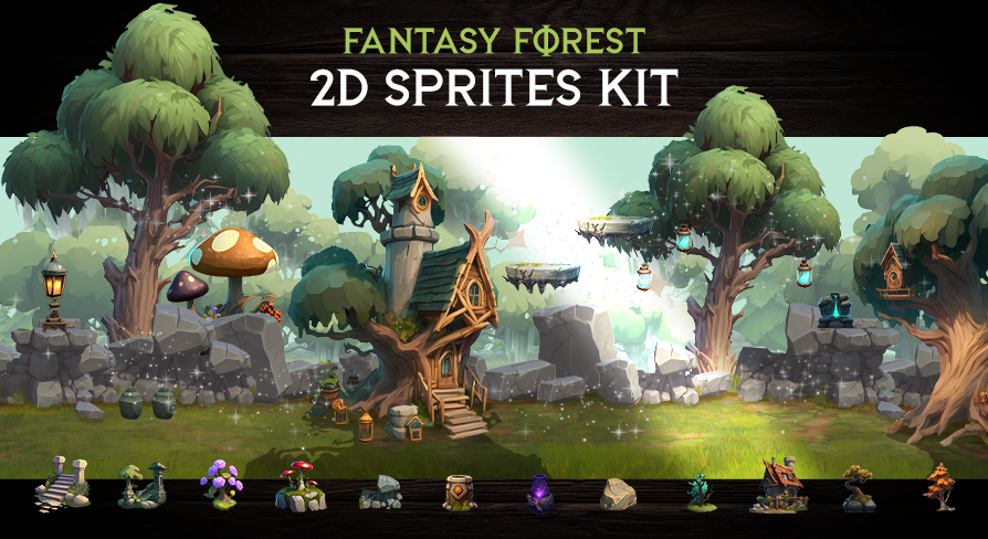 在二维资源创建的Fantasy Forest 2D Sprites Kit - 虚幻引擎商城