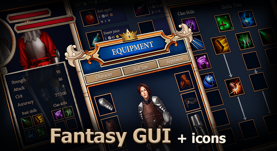 Fantasy RPG UI, 카테고리 2D 애셋 - UE 마켓플레이스