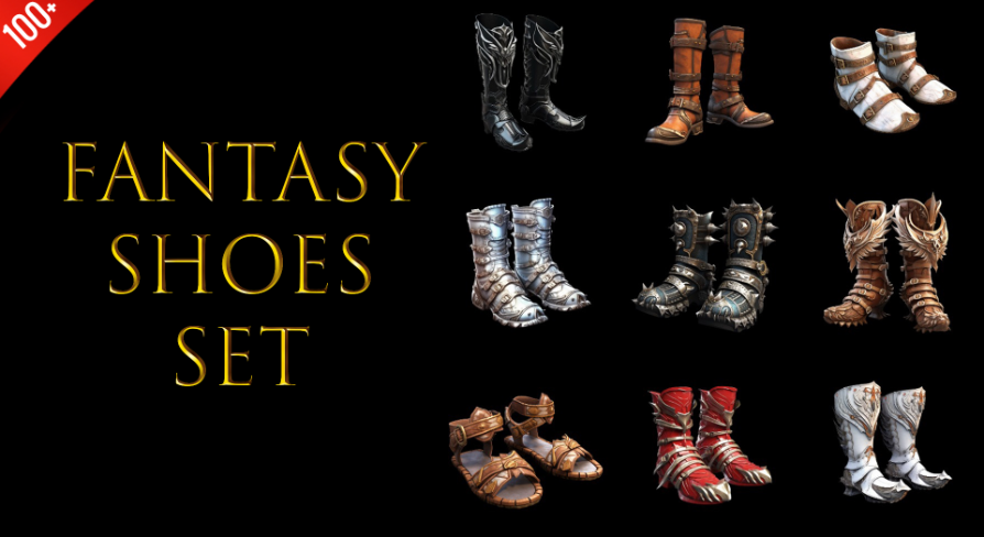 Fantasy Shoes and Boots Icons Set in 2D Assets - UE Marketplace