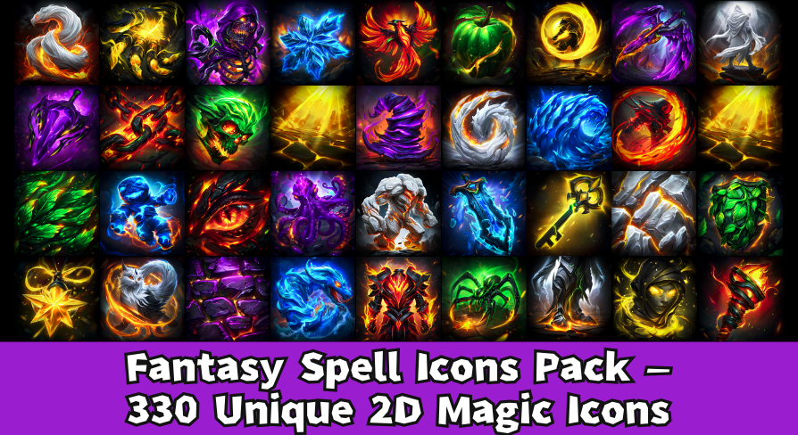 Fantasy Spell Icons Pack - 330 Unique 2D Magic Icons in 2D Assets - UE ...