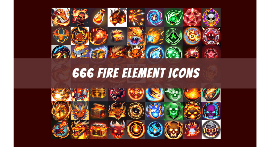 Fire Element Icons in 2D Assets - UE Marketplace