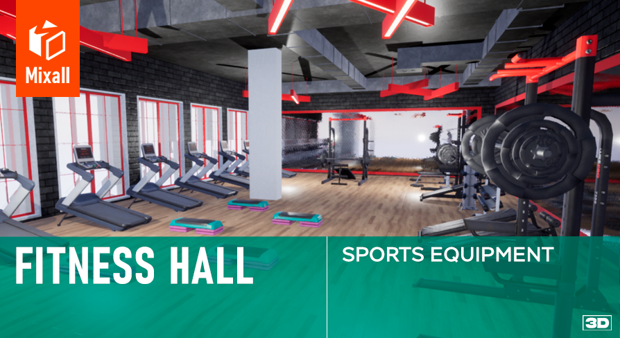 Fitness hall - sports equipment in Environments - UE Marketplace