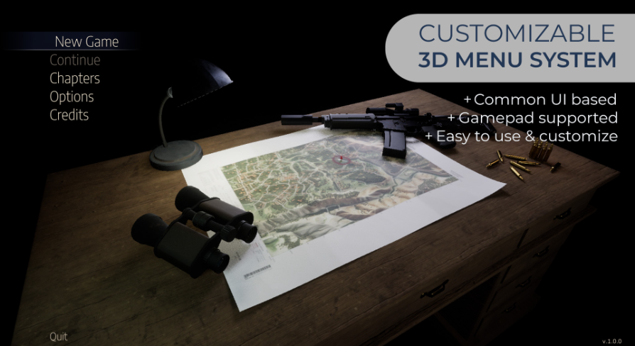 Game Main Menu - 3D UI - Gamepad - Common UI - Military Theme：ブループリント ...