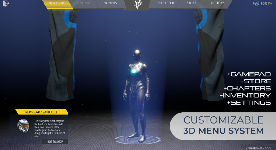 Game UI 3D Main Menu Gamepad - Common UI - Ultimate Menu：ブループリント - UE マーケットプレイス