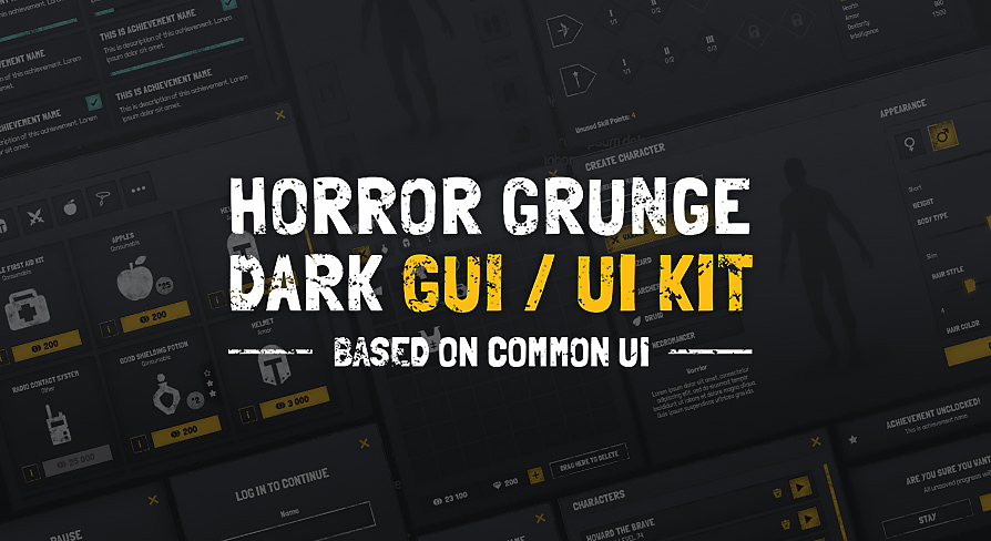 Grunge / Military / Horror Dark GUI / UI KIT (CommonUI) + psd/ai source ...