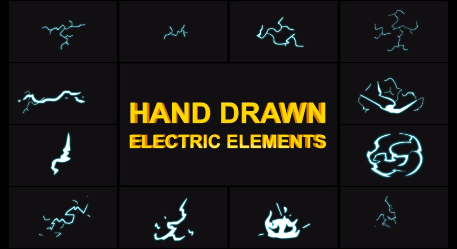 在二维资源创建的Hand Drawn Electric Elements Pack - 虚幻引擎商城