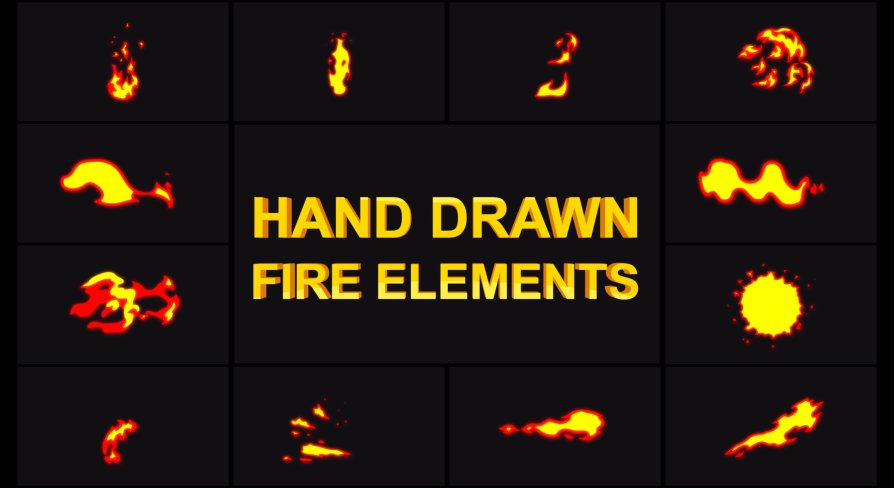 在二维资源创建的Hand Drawn Fire Elements Pack - 虚幻引擎商城