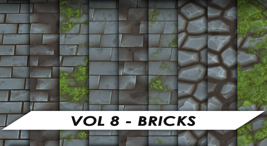 Hand Painted Textures - Vol 8 - Bricks 1, 카테고리 머티리얼 - UE 마켓플레이스