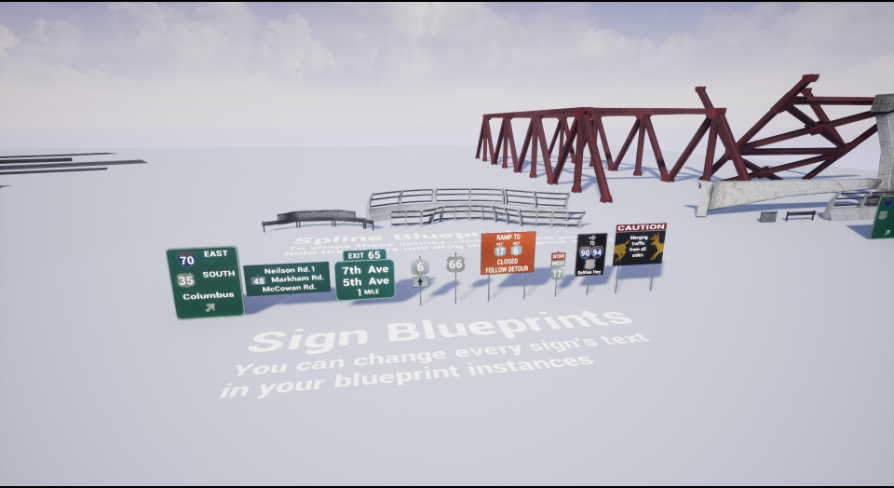 Highway Infrastructure Pack - Blueprint-Based Roads, Guardrails, Signs ...