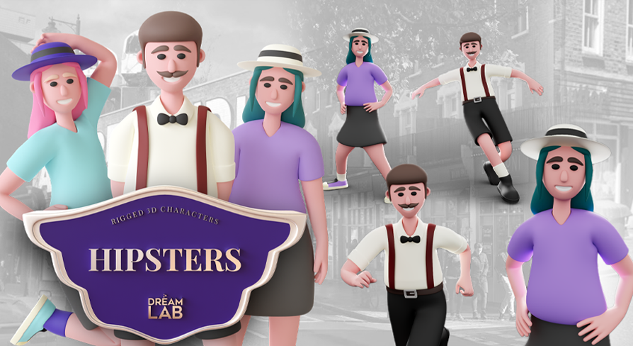 Hipsters - Stylized Male and Female Characters, 카테고리 캐릭터 - UE 마켓플레이스