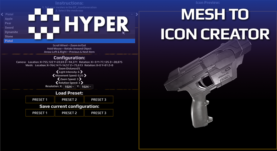 在蓝图创建的Hyper Mesh to Icon Creator V2 - 虚幻引擎商城