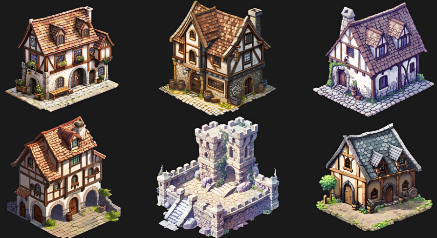 ISOMETRIC - Fantasy Medieval House 1, 카테고리 2D 애셋 - UE 마켓플레이스