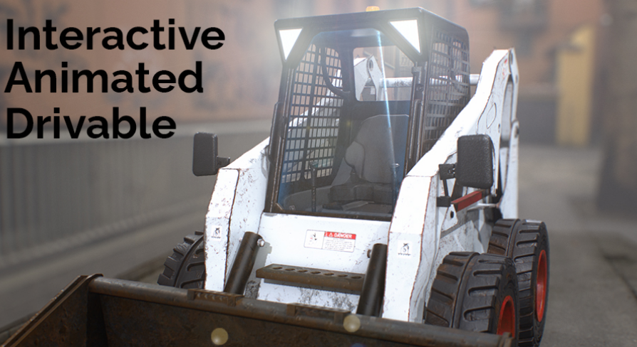 Interactive Animated Drivable Construction Tractor Loader in Blueprints ...