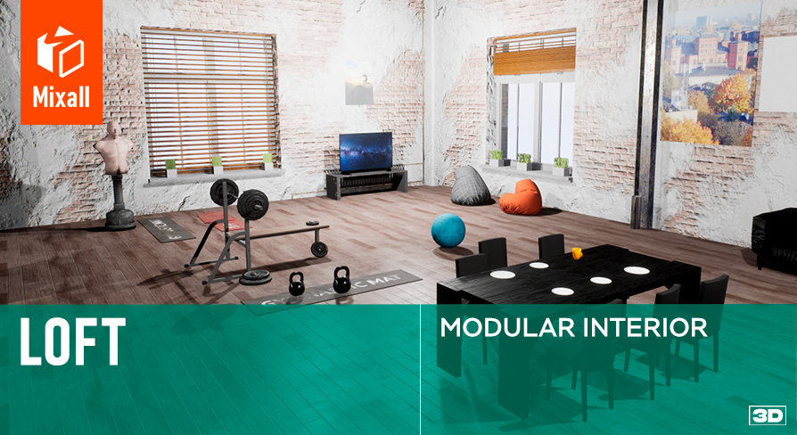 Loft - modular interior, 카테고리 배경 - UE 마켓플레이스
