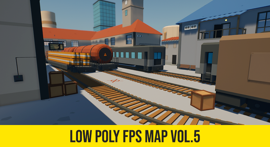 在环境创建的Low Poly FPS Map Vol.5 - Shooter Railway Station Map - 虚幻引擎商城