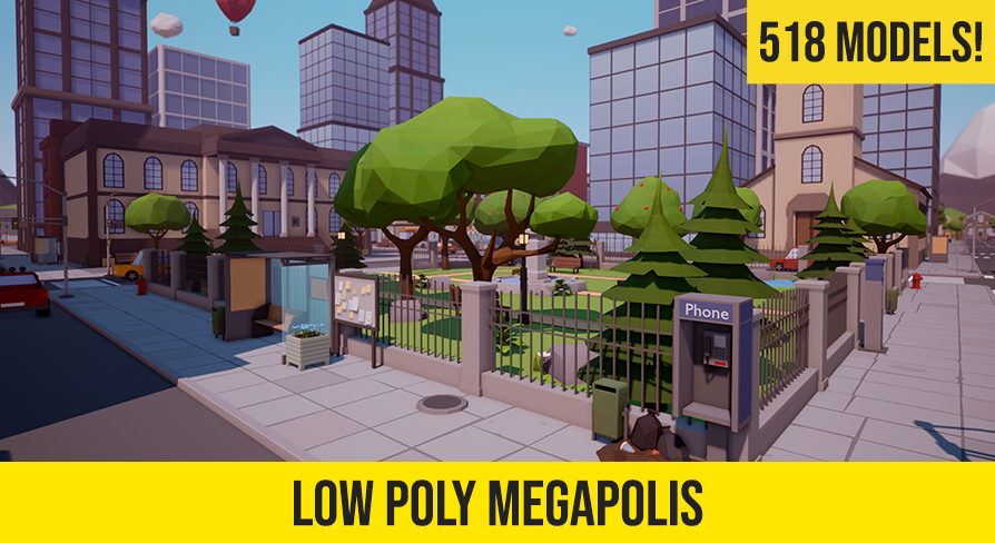 Low Poly Megapolis, 카테고리 배경 - UE 마켓플레이스