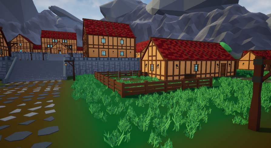 在道具创建的Low Poly Modular Village House - 虚幻引擎商城