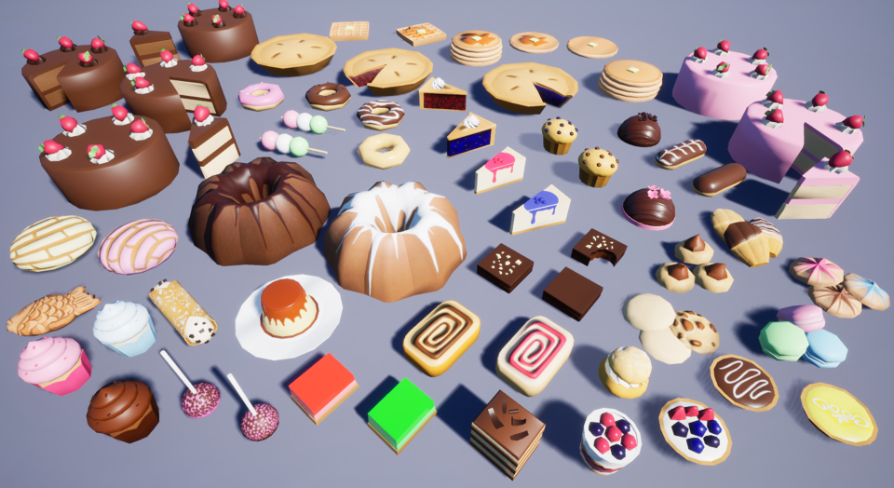 Low Poly Toon Pastry Pack：プロップ・小物 - UE マーケットプレイス