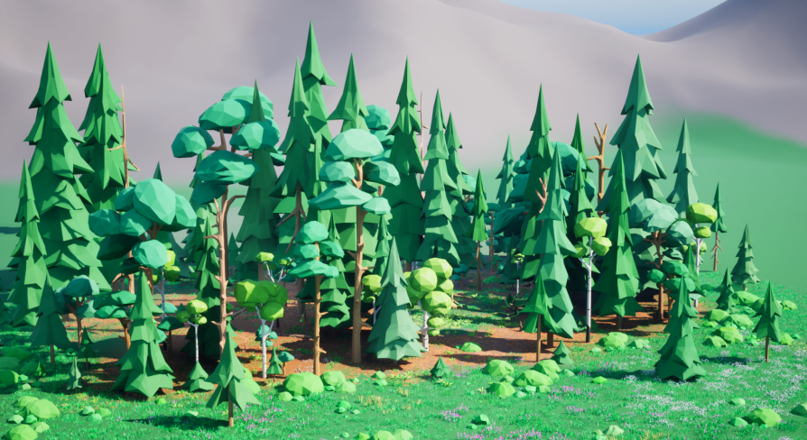 Lowpoly Foliage Pack - Needleleaf Forest：プロップ・小物 - UE マーケットプレイス