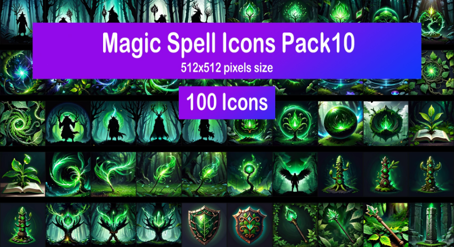 Magic Spell Icons Pack10 - Nature in 2D Assets - UE Marketplace