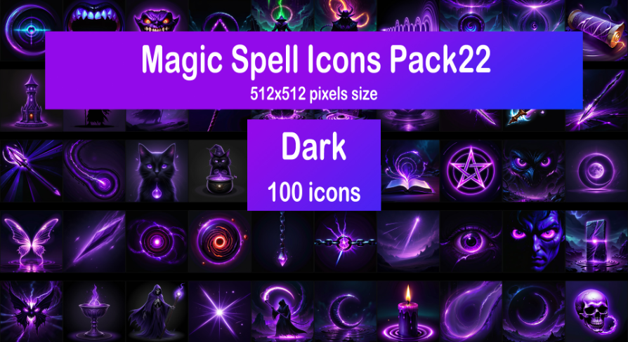 Magic Spell Icons Pack22 - Dark in 2D Assets - UE Marketplace