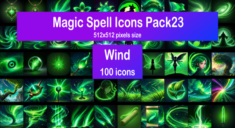 Magic Spell Icons Pack23 - Wind in 2D Assets - UE Marketplace