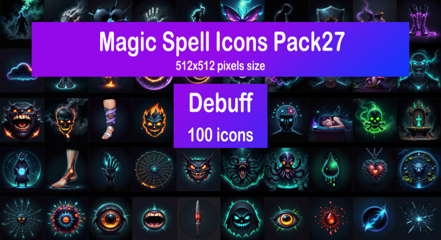 Magic Spell Icons Pack27 - Debuff in 2D Assets - UE Marketplace