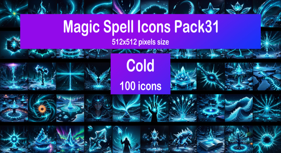 Magic Spell Icons Pack31 - Cold in 2D Assets - UE Marketplace