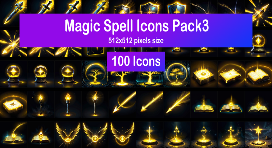 Magic Spell Icons Pack3 - Holy in 2D Assets - UE Marketplace
