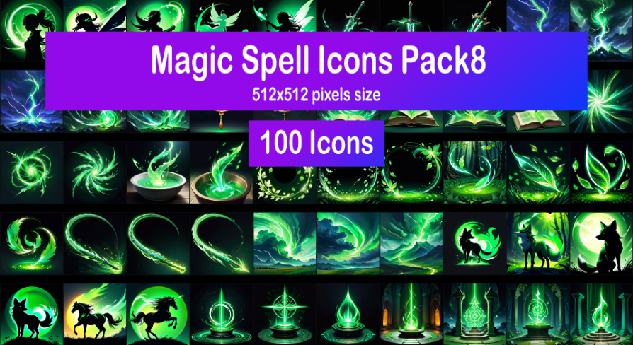 Magic Spell Icons Pack8 - Wind in 2D Assets - UE Marketplace