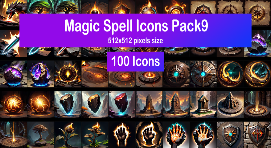 Magic Spell Icons Pack9 - Earth in 2D Assets - UE Marketplace