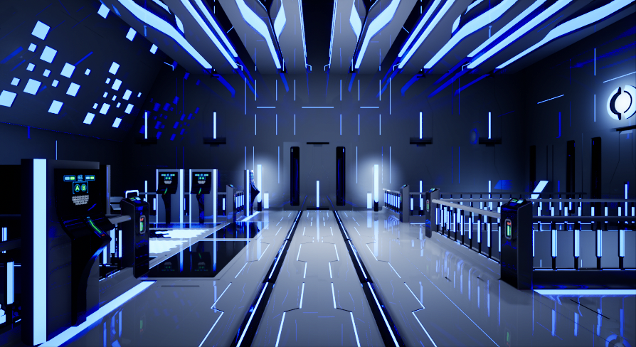 Minimalistic Modular Sci-Fi Interior in Environments - UE Marketplace