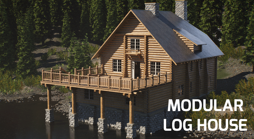 Realistic Log House Kit in Props - UE Marketplace