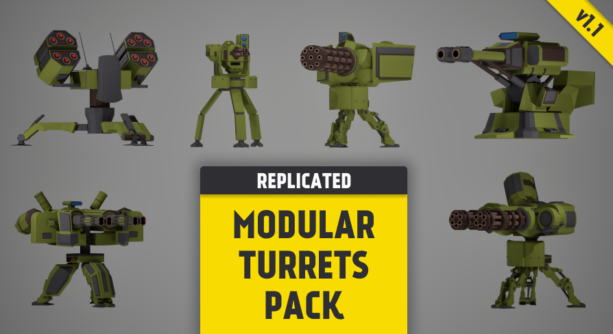 在蓝图创建的Modular Turrets Pack - 虚幻引擎商城