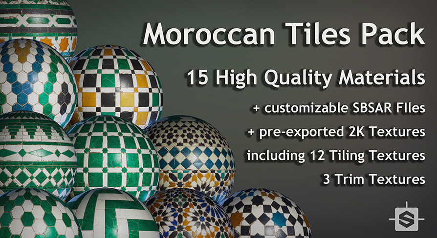 在贴图创建的Moroccan Tiles Pack - 虚幻引擎商城