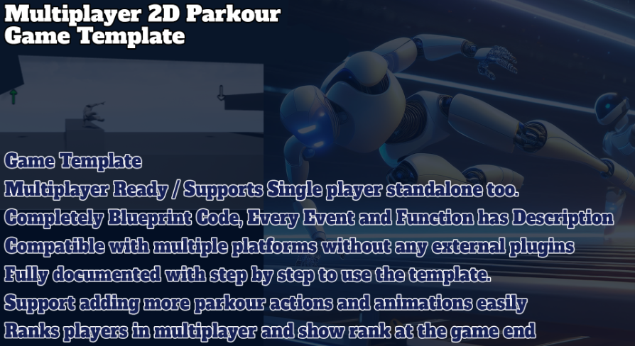 在蓝图创建的Multiplayer 2D Parkour Game Template - 虚幻引擎商城
