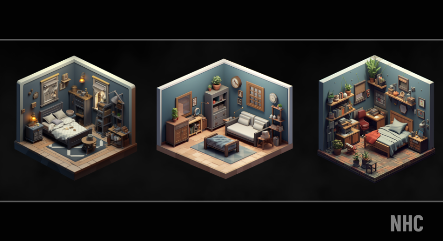 NHC - Isometric Rooms Stylized in 2D Assets - UE Marketplace