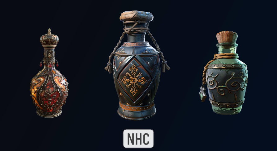 NHC - Medieval Alcohol Bottles in 2D Assets - UE Marketplace