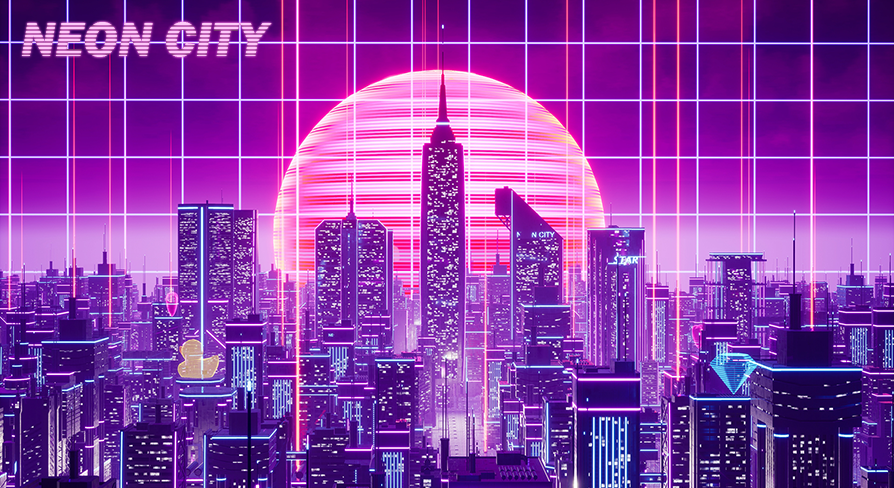 Neon City - Synthwave, 카테고리 배경 - UE 마켓플레이스
