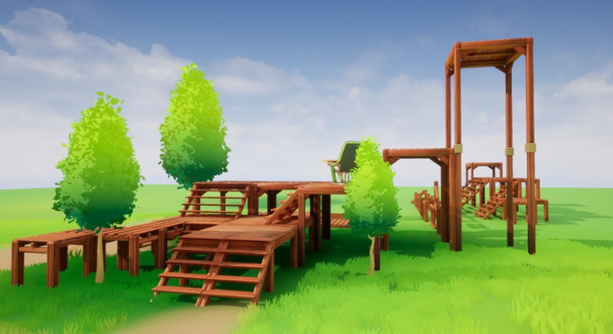 PBR Stylized Wooden Platform in Props - UE Marketplace