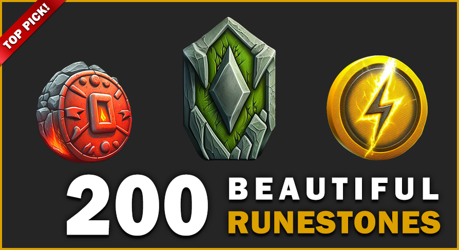 Pack of 200 runestones game icons in 2D Assets - UE Marketplace